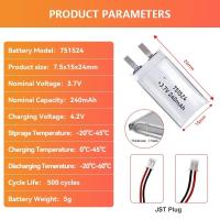 China 10C Discharge Rate 3.7V 240mAh Lithium Polymer Battery Lipo Battery for Mobile Power and GPS for sale