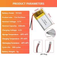 China 10C Discharge Rate 3.7V 240mAh Lithium Polymer Battery Lipo Battery for Mobile Power and GPS for sale