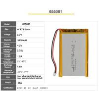 China Rechargeable Lithium Polymer Battery Pack 655081 3.7V 3200mAh KC IEC62133 Approved for Drone for sale