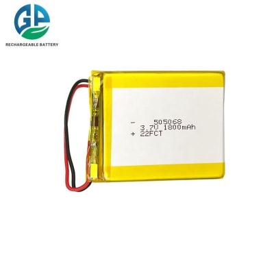 China High Capacity 3.7V 1800mAh Lithium Ion Polymer Battery Rechargeable Lipo Battery 505068 Pouch Lithium Li-Ion Polymer Battery Cell for sale