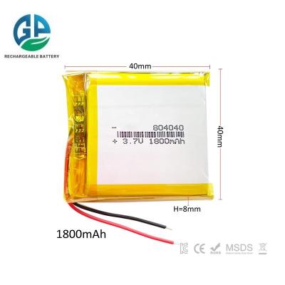 China High Discharge Rate 30C 1800mAh Lithium Polymer Battery 804040 Pouch Rechargeable for Handheld Games Players for sale