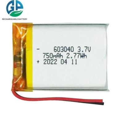 China High Discharge Rate 30C Max60C Rechargeable 750mAh Lithium Polymer Battery 603040 LiPo Battery for sale