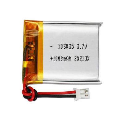 China KC CE Certified 3.7V 1000mAh Lithium Polymer Battery Pack with 500 Times Cycle Life Rechargeable Lipo Battery for sale