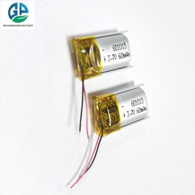 China 3.7V 60mAh KC Approved Lithium Polymer Battery 601015 Rechargeable LiPo Battery for Beauty Devices for sale