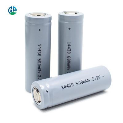 China LFP Battery 14430 3.2V 500mAh LiFePO4 Cell with 2000 Cycles for Solar Device for sale