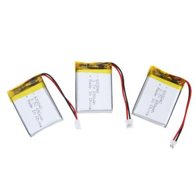 China IEC62133 Certified UN38.3 Compliant Lithium Polymer Battery Pack 650mAh 3.7V LiPo Battery for sale