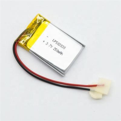 China 502030 3.7V 250mAh LiPo Battery With PCM And Cable Rechargeable Lithium Polymer Battery for sale