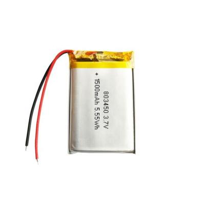 China 803450 Lipo Battery 3.7V 1500mAh with 500 Cycle Life Rechargeable Lithium Polymer Battery for sale