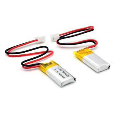 China 3.7V 120mAh 501225 Size Lithium Polymer Battery Lipo Rechargeable Lithium Battery with Connector for sale