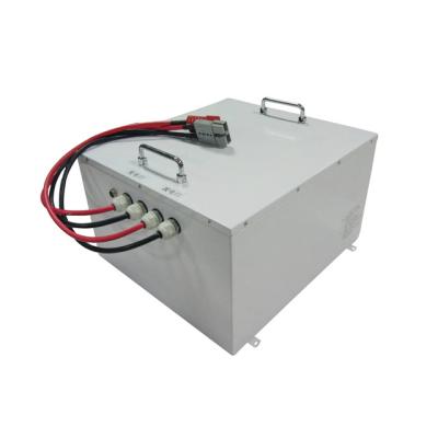China Rechargeable 48V 50Ah LiFePO4 Forklift Battery Pack for AGV Trucks with BMS and LED Display for sale