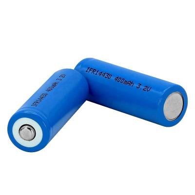 China 14430 Size 3.2V 400mAh LiFePO4 Battery Rechargeable Lithium Phosphate Battery for Solar Applications for sale
