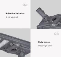 China 80 Watt Solar Street Light Auto ON OFF Timing Dimming PIR Sensor Optional for sale