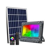 China 200W Solar Panel LED Flood Light with RGB Color Changing & Rhythm Control - 18000mAh Battery, 18+ Hours Runtime for sale