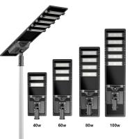China 100W Waterproof Solar Street Light with Remote Control - 11000lm Output & 12.8V/48AH LiFePo4 Battery for sale
