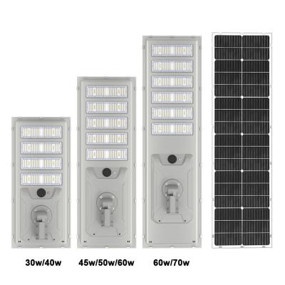 China 180lm/W IP65 Integrated All in One LED Solar Street Light 30W to 70W LiFePo4 Battery for sale