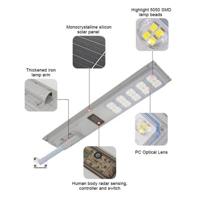 China All-in-One Solar LED Street Light 300W 500W LiFePO4 Battery Motion Sensor Outdoor for sale