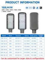 China High Efficiency Split Solar Street Light 40W-150W MPPT Controller IP66 Outdoor LED for sale