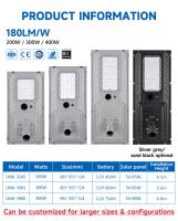 China IP65 180lm/W All in One Solar Street Light 200W 300W 400W for Village Roads for sale