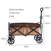 China Customizable Steel Folding Wagon Cart 100KG Load Capacity Detachable Double Oxford Cloth Outdoor Trolley for sale