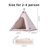 China Spacious Teepee Camping Tent 220x220x200 cm Double Doors Outdoor Picnic Shelter for sale