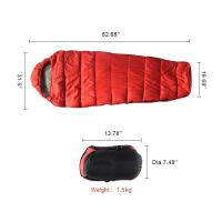 China Red Adult Mummy Camping Sleeping Bag 210x80x50cm Ultralight 1.5kg Fine Grid Nylon Shell for sale