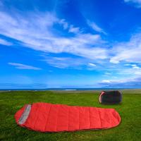 China Red Adult Mummy Camping Sleeping Bag 210x80x50cm Ultralight 1.5kg Fine Grid Nylon Shell for sale