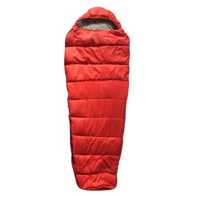 China Red Adult Mummy Camping Sleeping Bag 210x80x50cm Ultralight 1.5kg Fine Grid Nylon Shell for sale