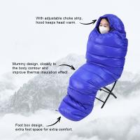 China Cold Weather Down Mummy Sleeping Bag Waterproof Blue Childrens Sleeping Bags 20D Nylon for sale