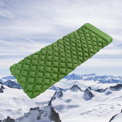 China 6cm Thick Inflatable Camping Mat 40D Nylon TPU Outdoor Sleeping Mattress with Attached Pillow for sale