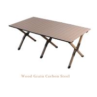 China Lightweight Roll Up Folding Camping Coffee Table 6.70kg Wood Grain Metal for sale