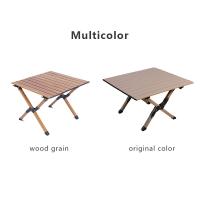 China Lightweight Roll Up Folding Camping Coffee Table 6.70kg Wood Grain Metal for sale