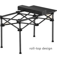 China Small Foldable Camping Table Carbon Steel 52x51x55 cm 20 kg Capacity Black for sale