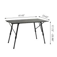 China Black Small Foldable Camping Table With Adjustable Legs Lightweight Portable Aluminum Picnic Table for sale