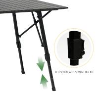 China Black Small Foldable Camping Table With Adjustable Legs Lightweight Portable Aluminum Picnic Table for sale