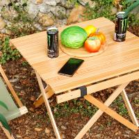 China Wood Small Portable Camping Table With Two Adjustable Height Best Folding Camping Table for sale