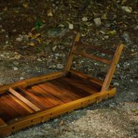 China Oak Wood Portable Folding Picnic Table 67x39x28 cm 30kg Capacity for Camping for sale