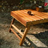 China Oak Wood Portable Folding Picnic Table 67x39x28 cm 30kg Capacity for Camping for sale
