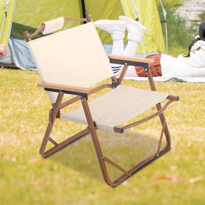 China Wood Grain Aluminum Folding Camping Chair 52x43x62cm 2.1kg for Adults for sale