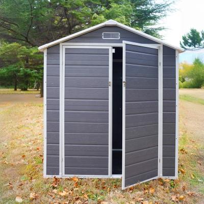 China Weather Resistant Plastic Garden Shed 6x4ft Double Swing Door Outdoor Storage 168x122x210cm for sale