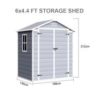 China Weather Resistant Plastic Garden Shed 6x4ft Double Swing Door Outdoor Storage 168x122x210cm for sale