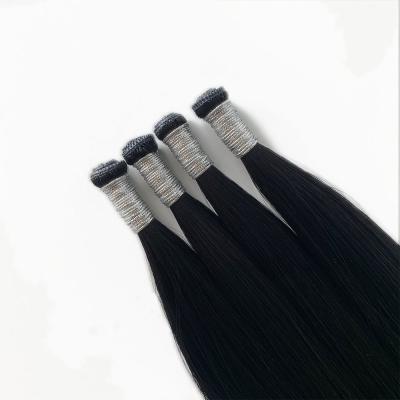 China 100% Remy Human Hair Handtied Genius Weft Extensions Straight 14-26 Inch 100g per Bundle for sale