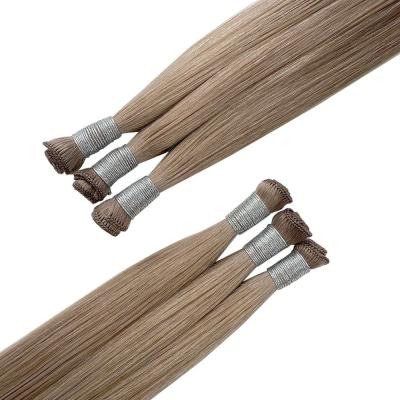China 100g European Handtied Weft Hair Extension 14-26 Inch No Tangle Double Drawn Virgin Hair for sale
