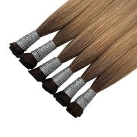 China 100g Remy Human Hair Handtied Weft Double Drawn Cuticle Intact 14-26 Inch Straight Extensions for sale