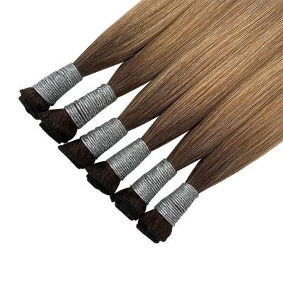 China 100g Remy Human Hair Handtied Weft Double Drawn Cuticle Intact 14-26 Inch Straight Extensions for sale