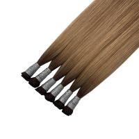 China 100g Remy Human Hair Handtied Weft Double Drawn Cuticle Intact 14-26 Inch Straight Extensions for sale