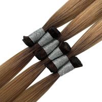 China 100g Remy Human Hair Handtied Weft Double Drawn Cuticle Intact 14-26 Inch Straight Extensions for sale