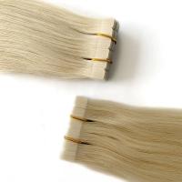 China Full Cuticle Aligned Mini Tape Hair Extensions Double Drawn 613 Blonde 20inch Straight 100 Remy Human Hair for sale
