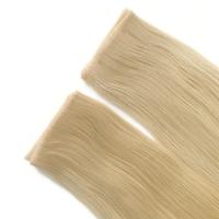 China Double Drawn Blonde Color Skin PU Flat Weft Human Hair Extension 100g Straight Style for sale