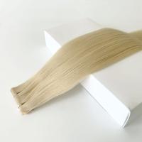China Double Drawn Blonde Color Skin PU Flat Weft Human Hair Extension 100g Straight Style for sale