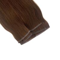 China Double Drawn Indian Remy Hair Extension Seamless Hand Tied Skin PU Weft 100g 14-26 Inch for sale